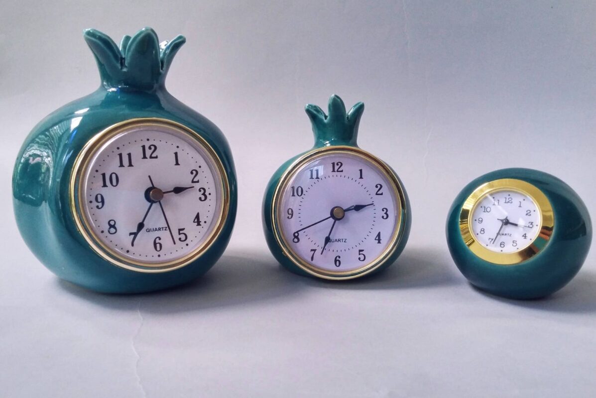 Dark Turquoise Pomegranate Clock, Table Clock, Desk Clock - Moxtan